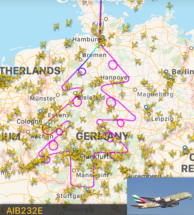 Airbus A380 helps draws a Christmas tree live around the world on radar ...