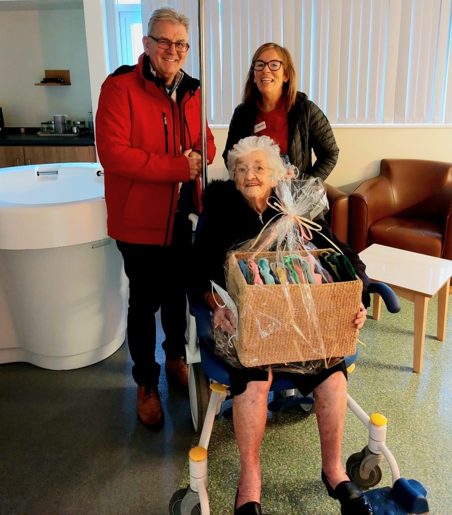 Sale care home resident knits for new born babies at Wythenshawe Hospital