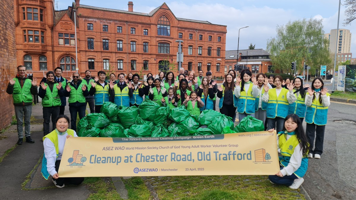 Clean up group work hard in Old Trafford filling almost 150 bags of rubbish