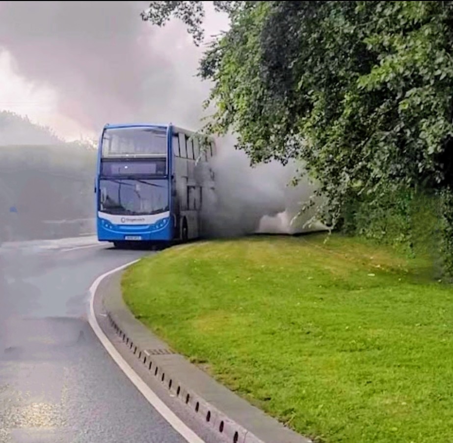 Electric Stagecoach bus catches fire on Carrington Lane